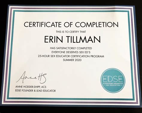 Erin Tillman On Linkedin Its Official Im Now A Certified Sex Educator Im So Excited For This…