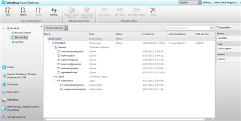 windows azure service bus management queues topics and relays