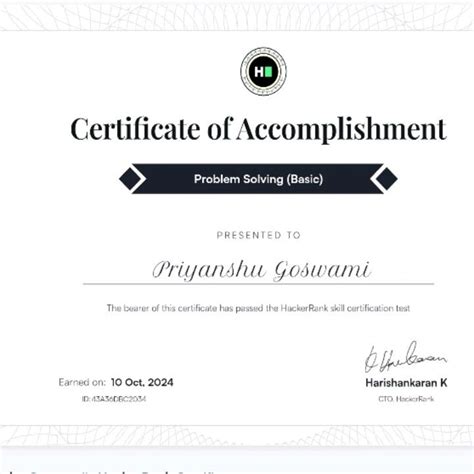 Priyanshu Goswami On Linkedin Hackerrank Certification Problemsolving Coding Learning