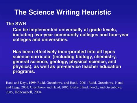 Ppt Implementing The Science Writing Heuristic Swh Approach