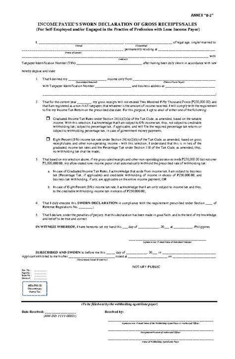 How To Get A Sworn Declaration Bir Printable Forms Free Online