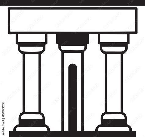 Stark Minimalist Depicts A Classical Architectural Gateway With Three Sturdy Columns Stock