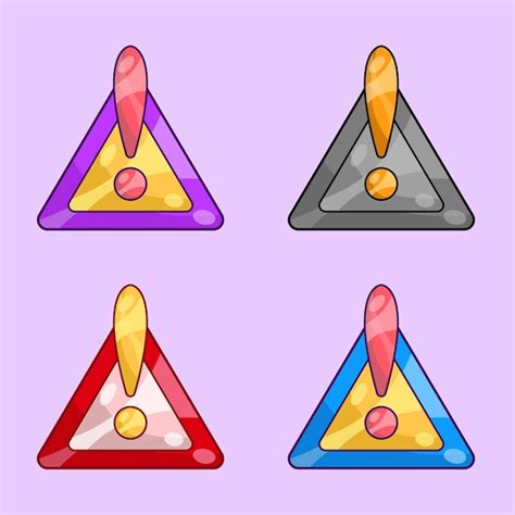 Premium Vector Triangle Caution Mark Set In Different Color Vector Illustration