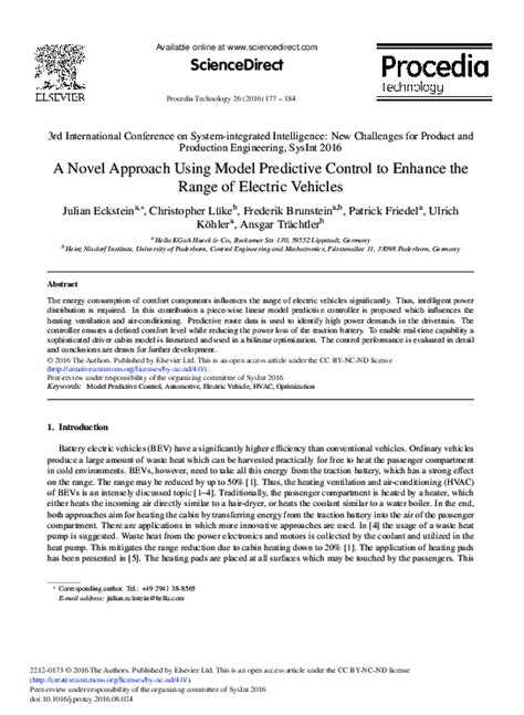 Pdf A Novel Approach Using Model Predictive Control To Enhance The
