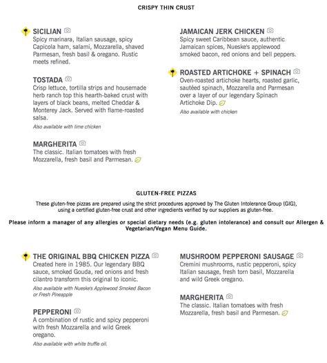 California Pizza Kitchen Menu Oc Restaurant Guides