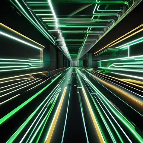 Dynamic 3d Composition Featuring Vivid Green Neon Lines Creating An Abstract Masterpiece Against
