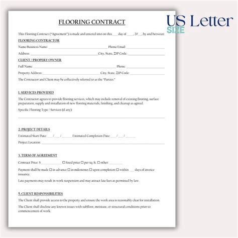 Editable Flooring Contract Template Comprehensive Flooring Agreement
