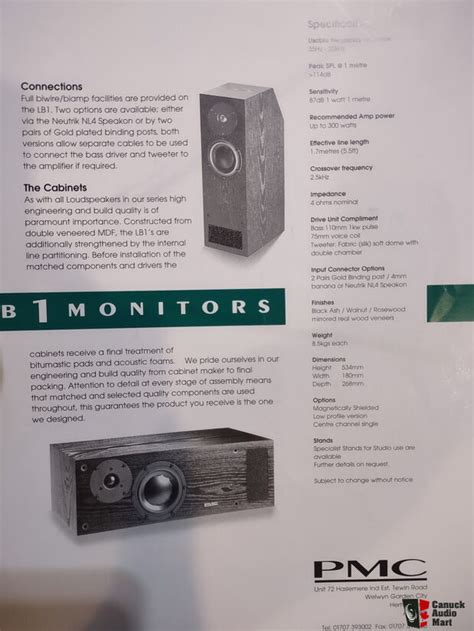 Pmc Lb1 Monitor Loudspeaker Sale Pending For Sale Us Audio Mart