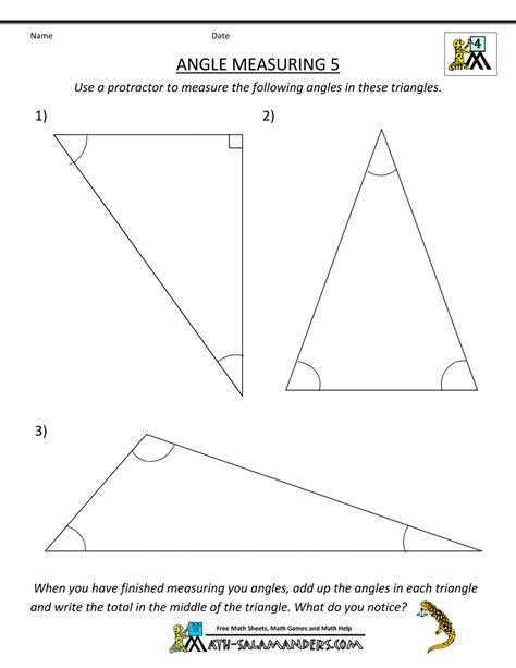 Data Sheet For Measuring Triangles
