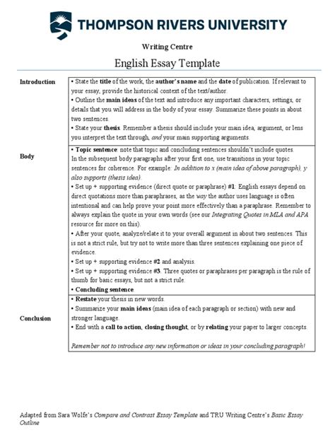 A Template For Crafting A Well Structured English Essay Outline Pdf
