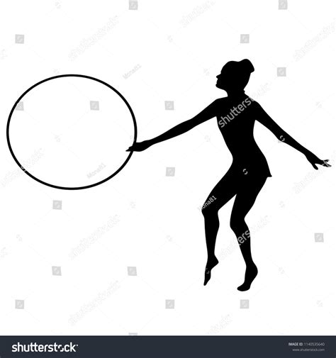 Rhythmic Gymnastics Silhouette On White Background Stock Vector Royalty Free