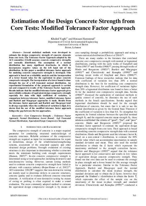 Pdf Ijert Estimation Of The Design Concrete Strength From Core Tests