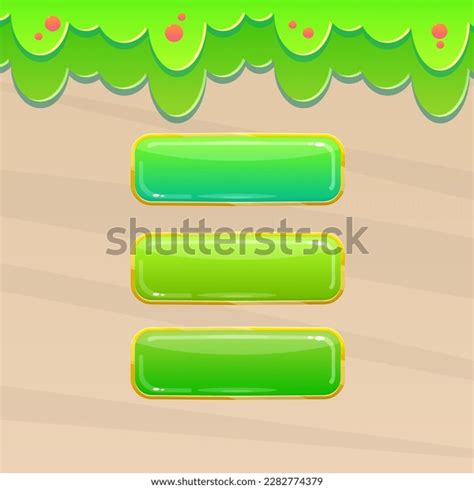Game Ui Green Buttons Set Golden Stock Vector Royalty Free 2282774379 Shutterstock