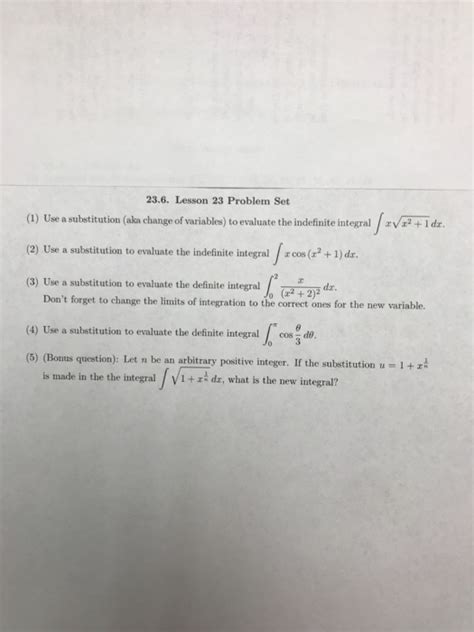 Solved 23 6 Lesson 23 Problem Set 1 Use A Substitution