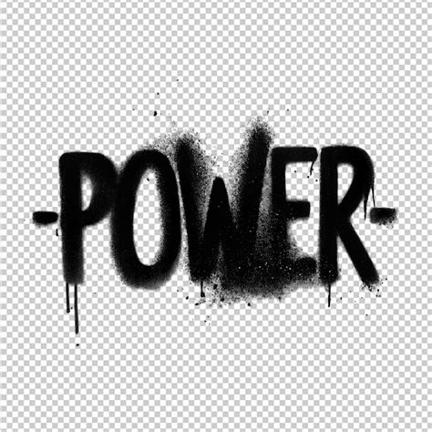 Premium Psd Black Spray Stain Word Power On Transparent Background