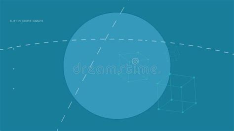 Animation Of Dotted Line And Cube Over Circle On Blue Background Stock Video Video Of Creative