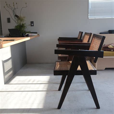 【楽天市場】ピエール・ジャンヌレ オフィスチェア ラタン 古材 チーク 椅子 ブラウン Pierre Jeanneret V Leg