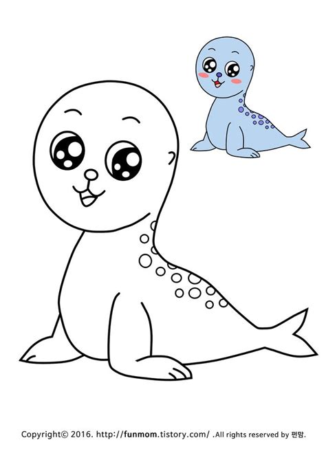 똘망똘망 아기 바다표범 무료 색칠공부프린트 컬러링 북 어린이 그림 그리기 컬러링 페이지