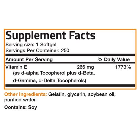 Natural Vitamin E Complex 400 Iu 100 Softgels Vitamins