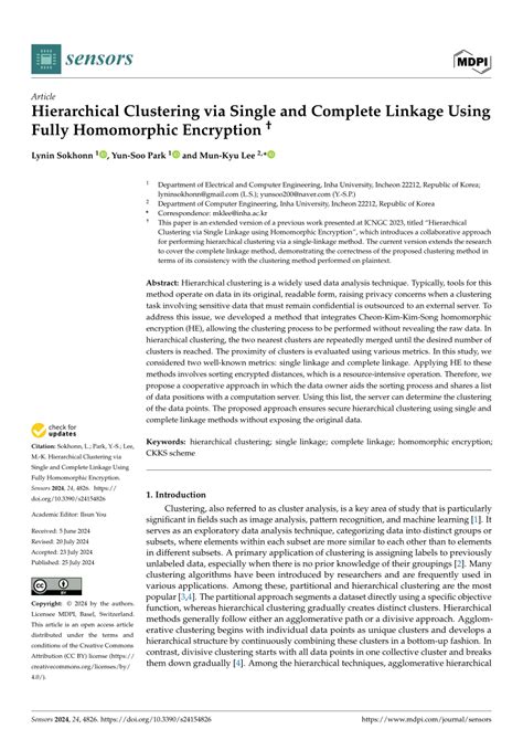 Pdf Hierarchical Clustering Via Single And Complete Linkage Using Fully Homomorphic Encryption