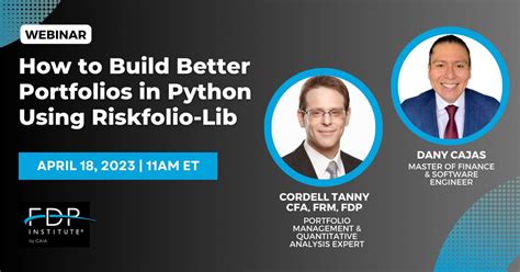 Python Portfoliomanagement Portfolioconstruction Quantitativefinance Fdp Finance