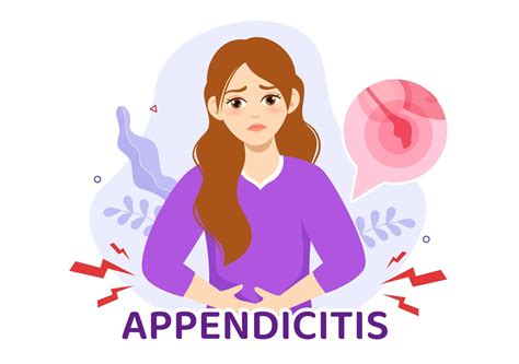 Appendicitis Illustration With Inflammation Of The Appendix And Stomach