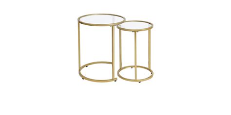 Idaho Set Of 2 Coffee Table Tempered Glass And Golden Color