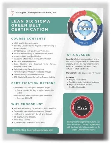 Lean Six Sigma Green Belt Training Brochure 💪 Free Download