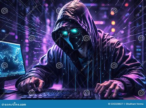 Hacker Using Laptop Computer With Data Code Cyber Crime Concept 3d