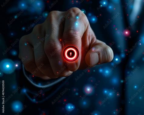 businessman using power button for start or shut down concept in a