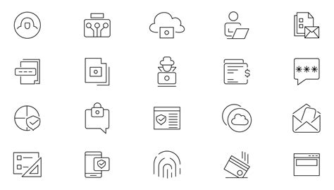 Cyber Security Editable Line Icons Set Data Protection Spam Secure