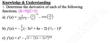 Solved Knowledge UnderstandingDetermine The Derivative Of Chegg Com