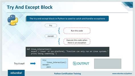 Exception Handling In Python Exceptions In Python Python Programming Tutorial Edureka Ppt