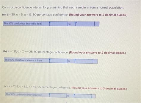 Solved Construct A Confidence Interval For μ Assuming That