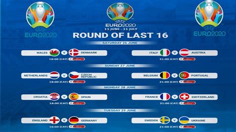 Euro Cup 2021 Round Of 16 Match Schedule Euro Cup 2021 Fixtures Last