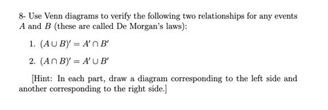 Solved 8 Use Venn Diagrams To Verify The Following Two