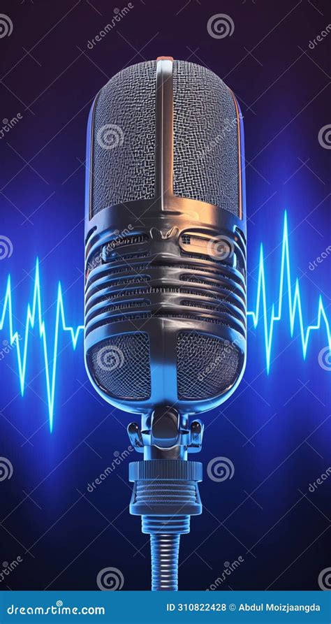 Musical Recognition 3d Silver Microphone Model With Equalizer Lines