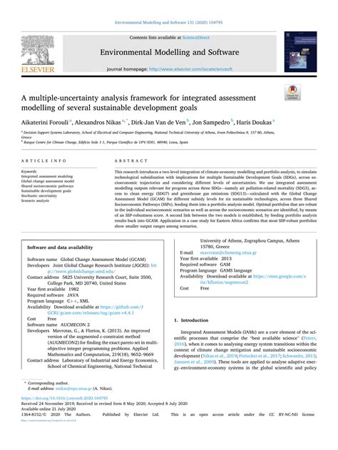 PDF A Multiple Uncertainty Analysis Framework For Integrated Assessment Modelling Of Several