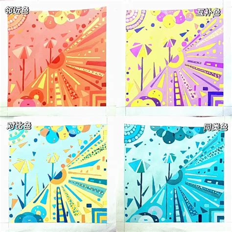 色彩构成~色相对比：色彩构成 色彩搭配 P1邻近色 P2同类色 P3 互补色 P4对比色 小红书 花瓣网