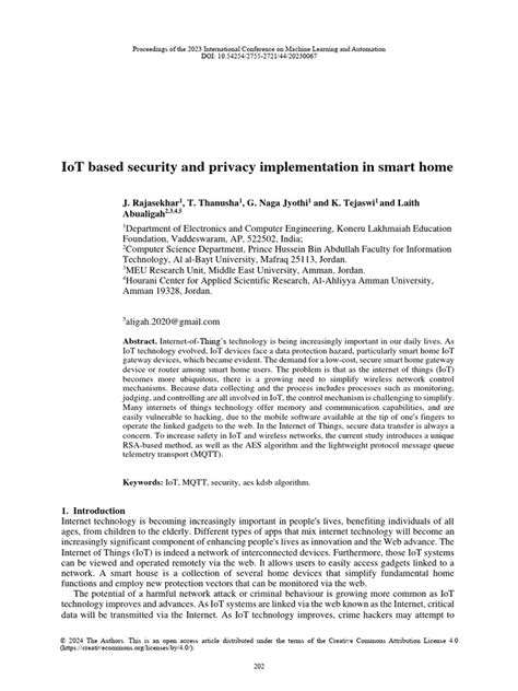 Iot Based Security And Privacy Implementation In Smart Home Pdf Internet Of Things Home