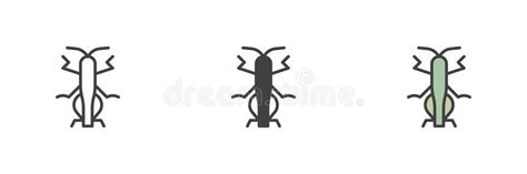Grasshopper Insect Different Style Icon Set Stock Vector Illustration