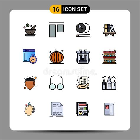 Flat Color Filled Line Pack Of 16 Universal Symbols Of Computing Brower Snooker File Book