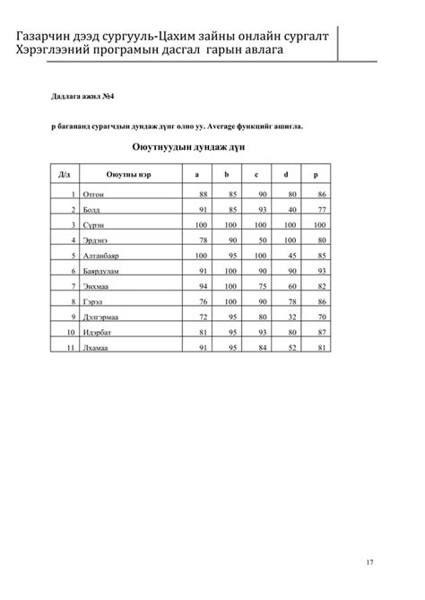 Microsoft Excel програмтай ажиллах гарын авлага 2017 Pdf