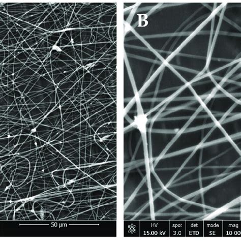 Fe Sem Micrographs Of The Electrospun Pvdf Nanofiber Mesh With Download Scientific Diagram
