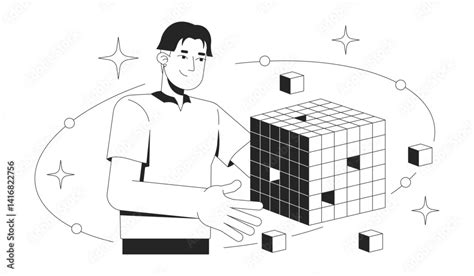 Olap Data Cube Analysis Line Illustration Concept Digital Analytical