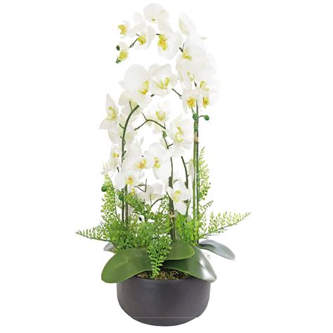 70cm Faux Orchid Plant In Dark Pot Fake Orchid Arrangement