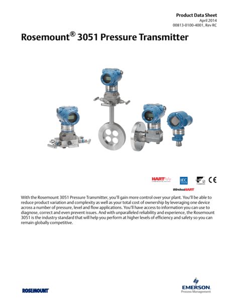 Product Data Sheet Rosemount® 3051 Pressure Transmitter