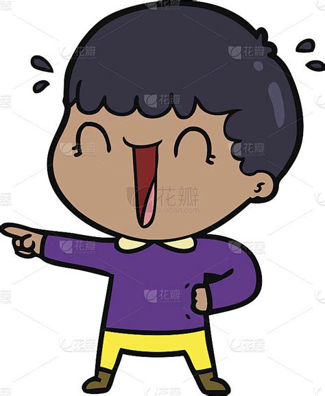 笑嘻嘻的卡通人物指着手指