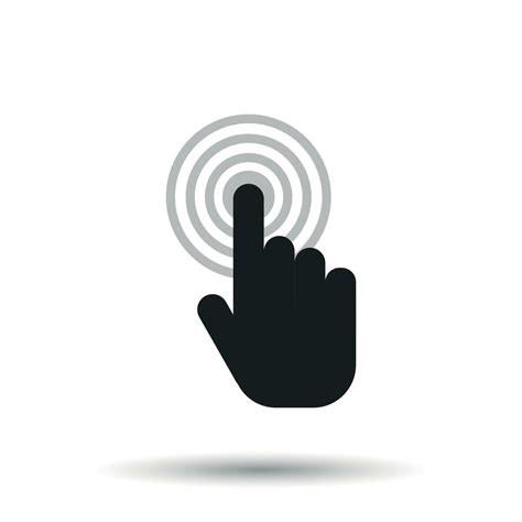Click Here Icon Hand Cursor Signs Black Button Flat Vector