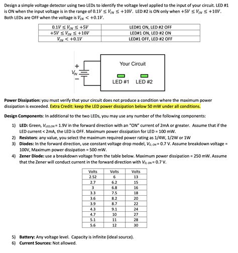 [solved] Design A Simple Voltage Detector Using Two Leds To